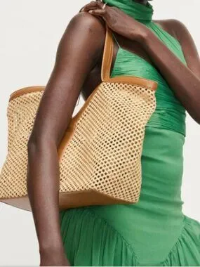 Bags | Naida Woven Tote Bag Large Coastal Chic Shoulder Bag Viral ...